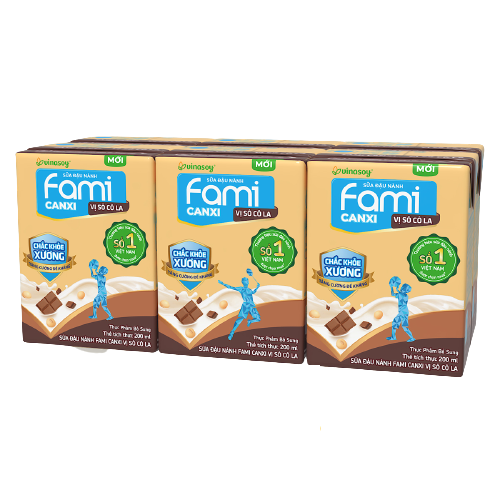 Lốc 6 sữa đậu nành canxi vị socola Fami 200ml