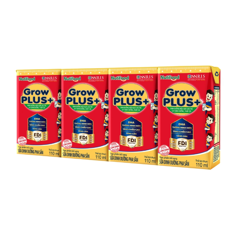 Sữa dinh dưỡng NutiFood Grow Plus+ lốc 4 hộp x 110ml