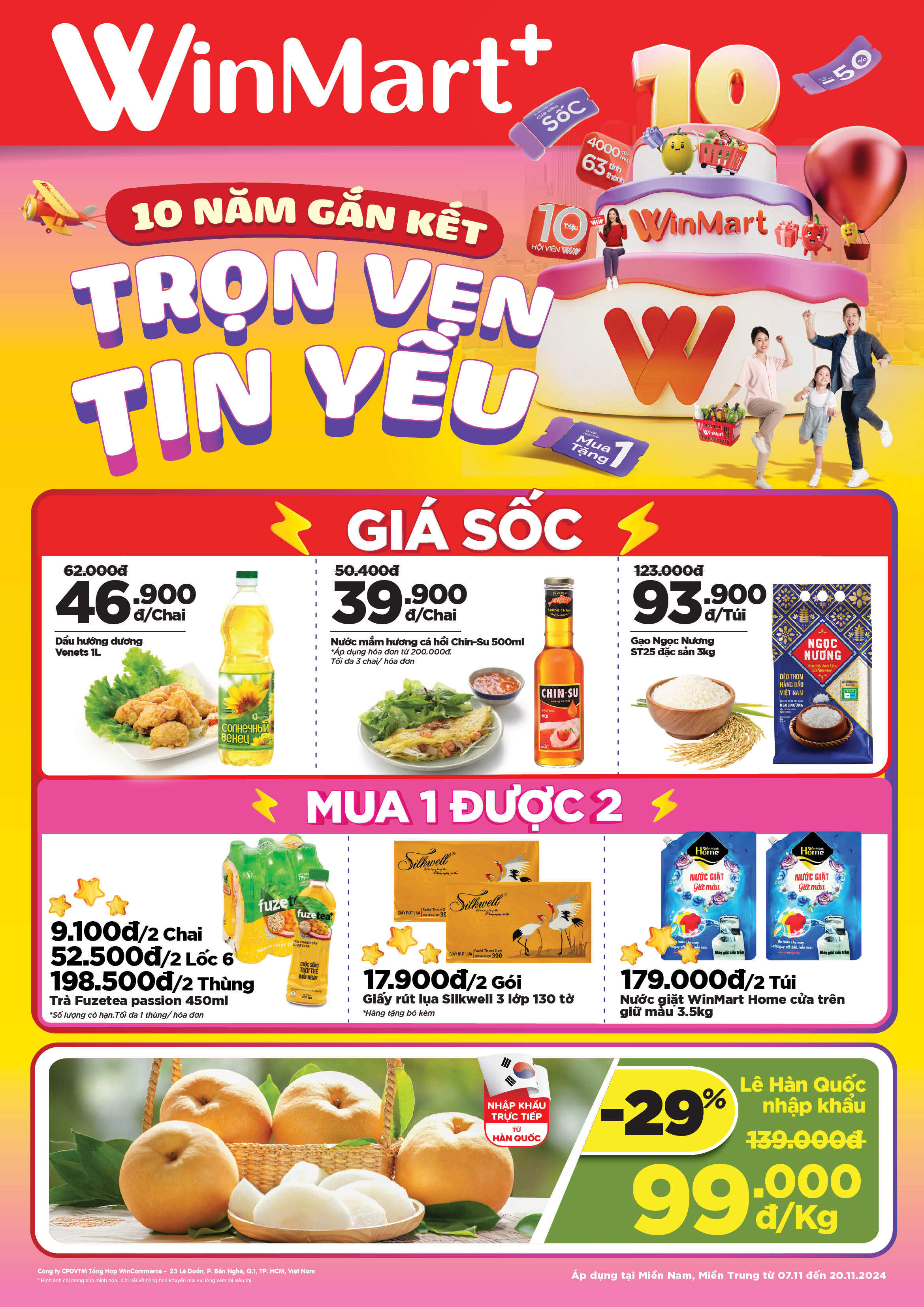 Cẩm Nang Mua sắm WinMart Plus từ 07/11-20/11 khu vực Miền Nam, Miền ...